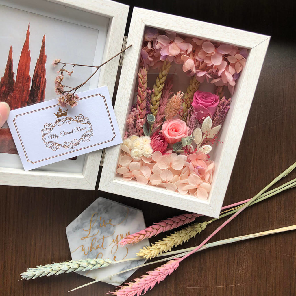 Rustic Pink Preserved Floral Frame